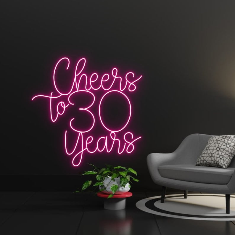 Handmadetneonsign Cheers To 30 Years 30th Birthday Decorations For Her ...