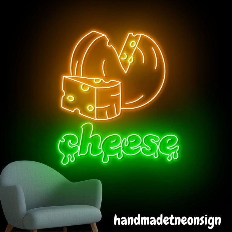Handmadetneonsign Cheese Neon Sign, Cheese Wall Art Decor, Cheese Store ...