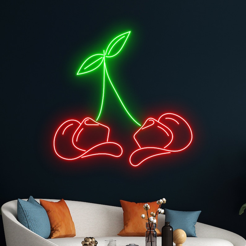 Handmadetneonsign Cherry Cowboy Hat Neon Sign, Cowboy Howdy Led Light ...
