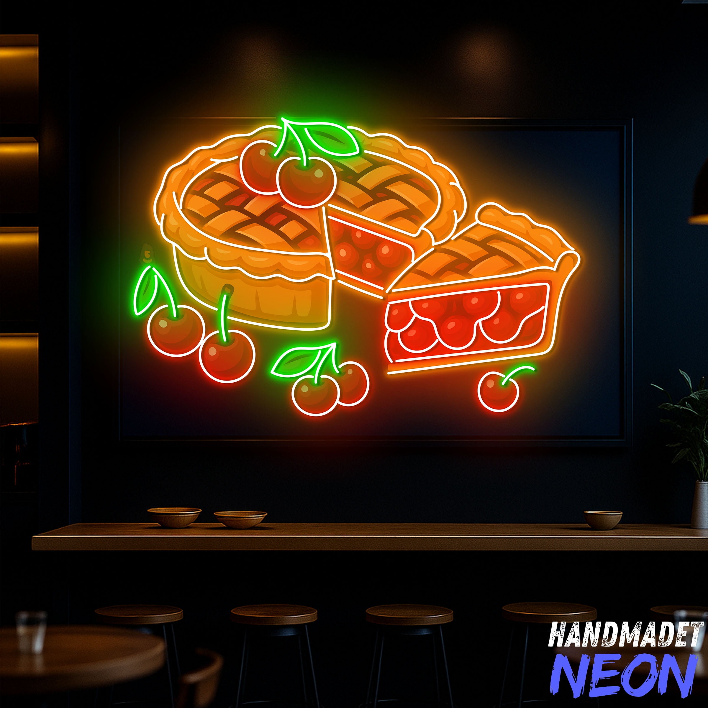 Handmadetneonsign Cherry Pie Neon Sign, Cake Neon Sign, Bakery Shop ...