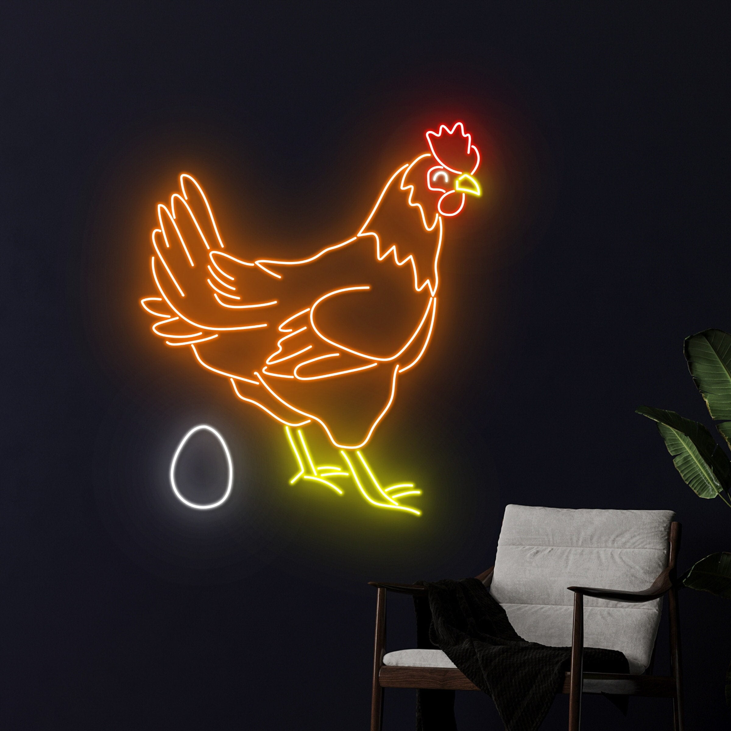 Handmadetneonsign Chicken Laying Egg Neon Light, Chicken Egg Led Light ...