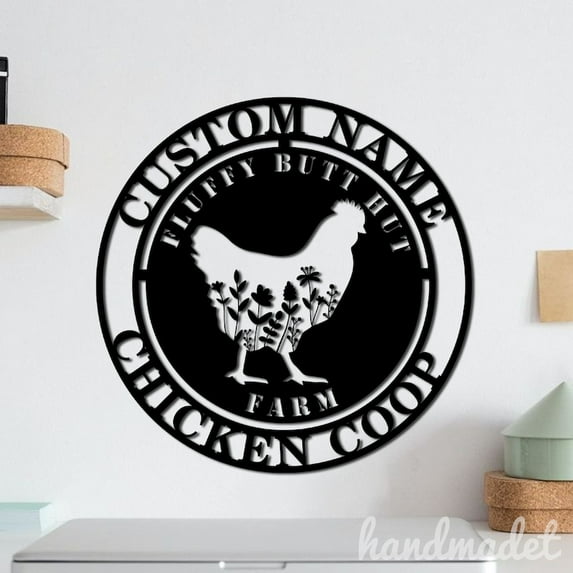 Handmadetneonsign Chicken Metal Wall Art Light, Chicken Flower Metal ...
