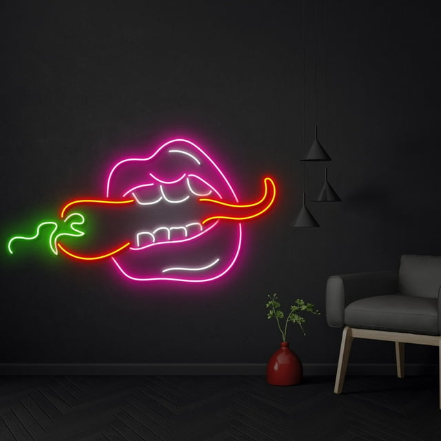 Handmadetneonsign Chili Lips Neon Sign Chili Neon Sign Wall Decor