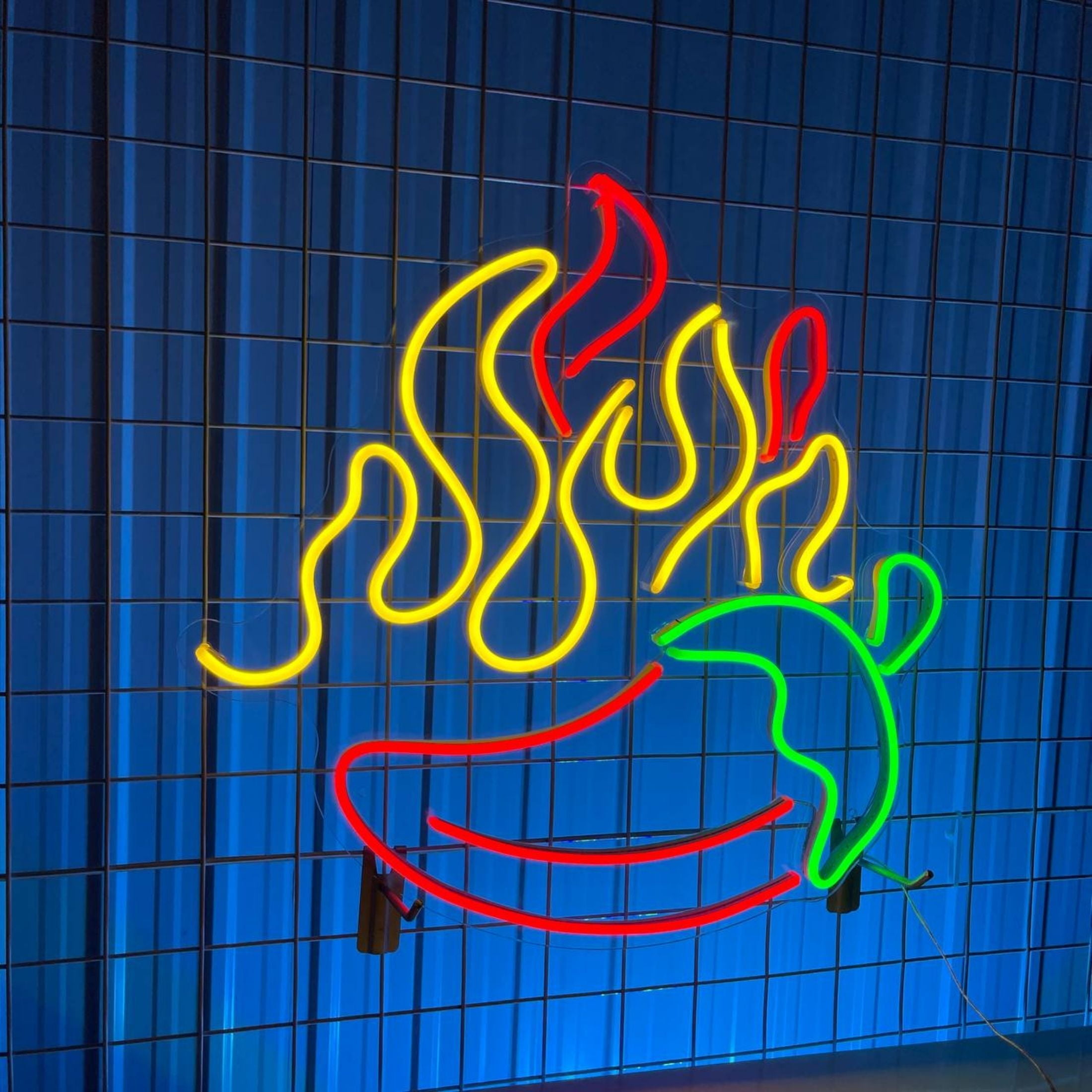 Handmadetneonsign Chili Pepper Fire BBQ Neon Sign, BBQ Wall Art Decor ...
