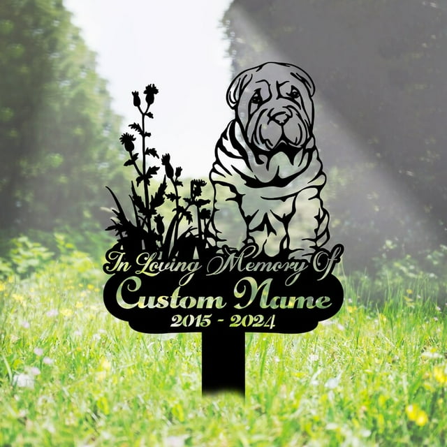 Handmadetneonsign Chinese Shar-Pei Memorial Metal With Stake, Dog Metal ...