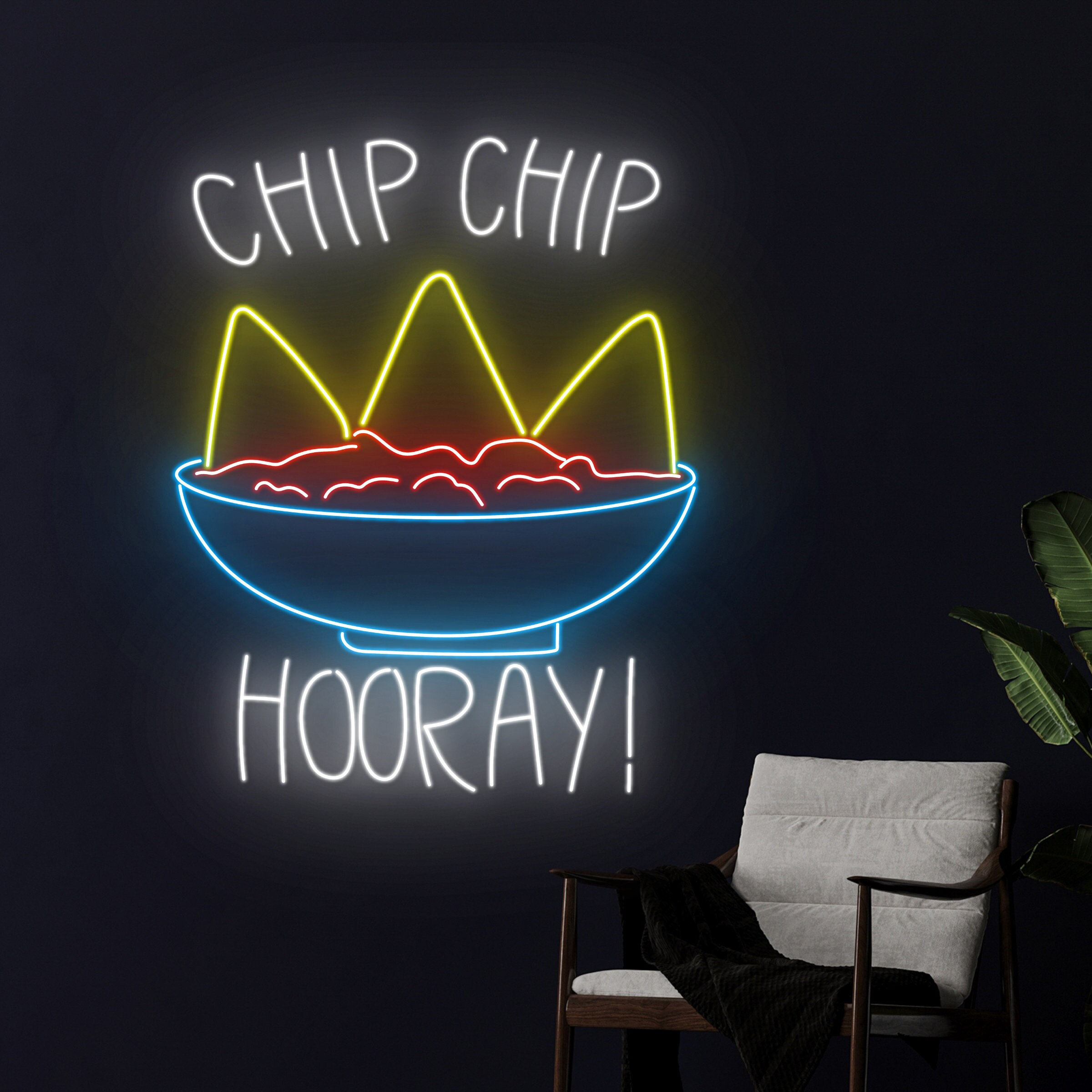 Handmadetneonsign Chip Chip Hooray Neon Sign, Nachos LED Light, Mexican ...