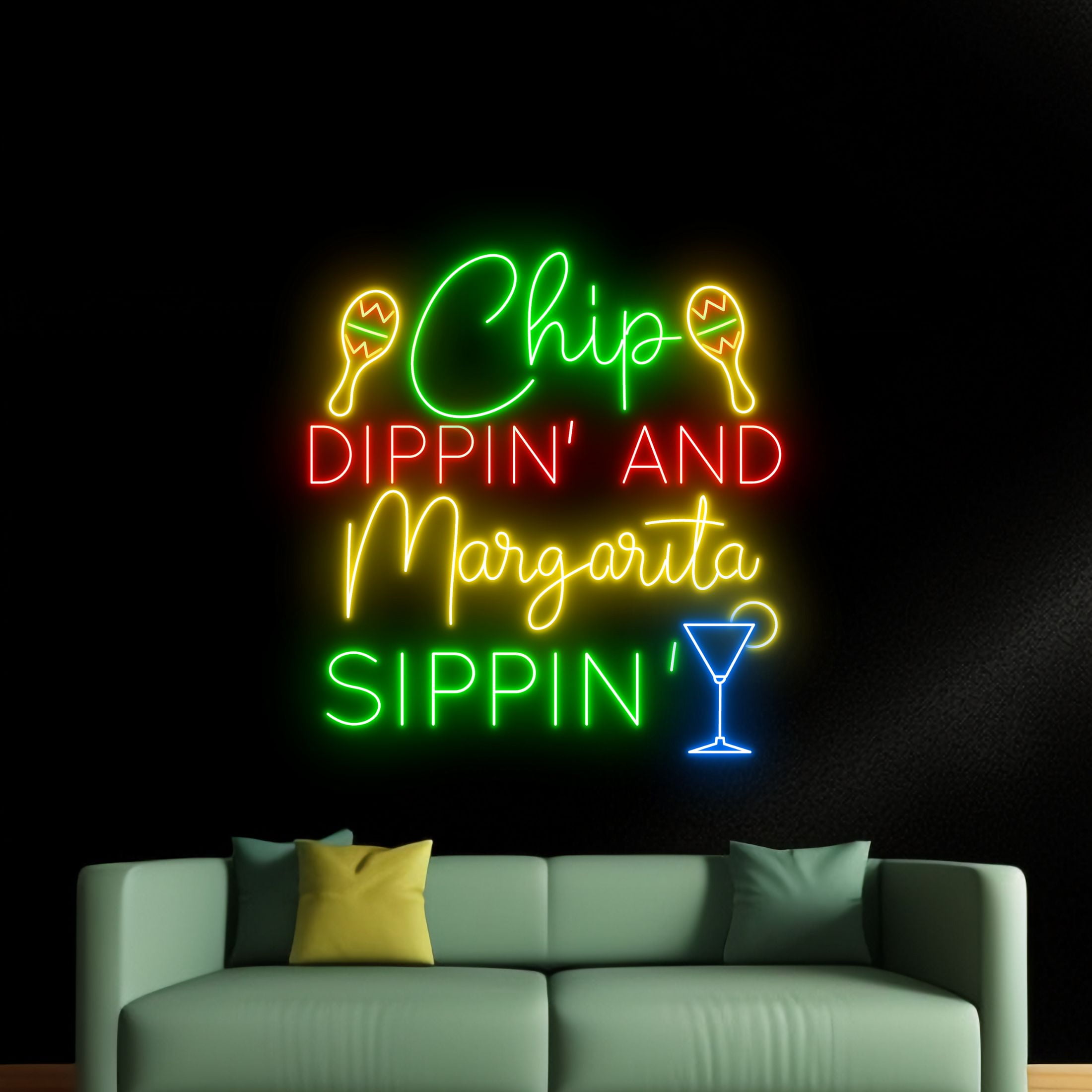Handmadetneonsign Chip Dippin And Margarita Sippin Neon Sign, Tequila ...
