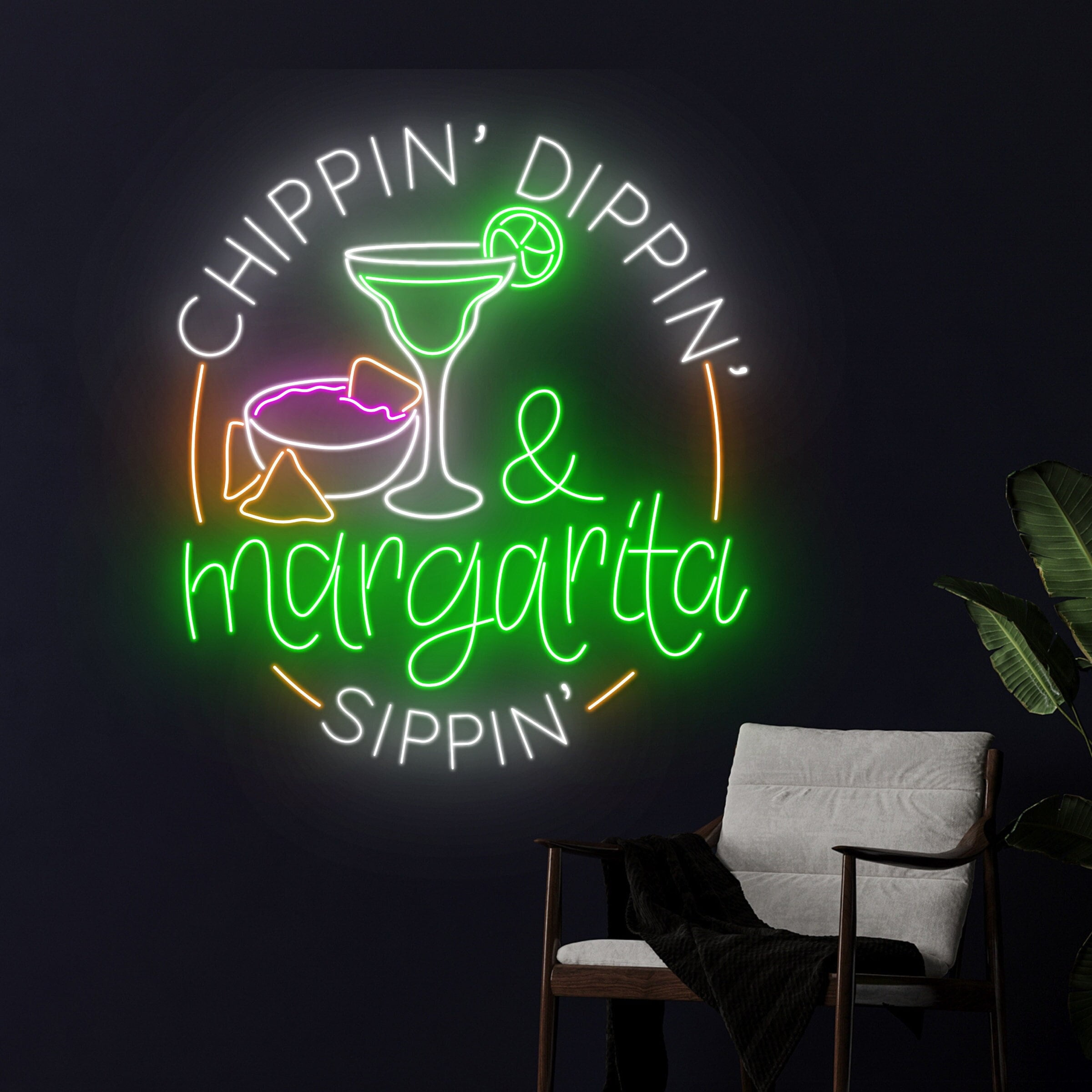 Handmadetneonsign Chippin' Dippin' & Margarita Sippin' Neon Sign ...