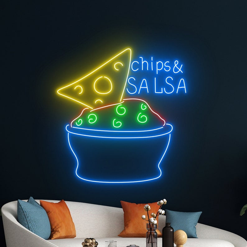 Handmadetneonsign Chips And Salsa Neon Sign, Mexico Chip Neon Light ...