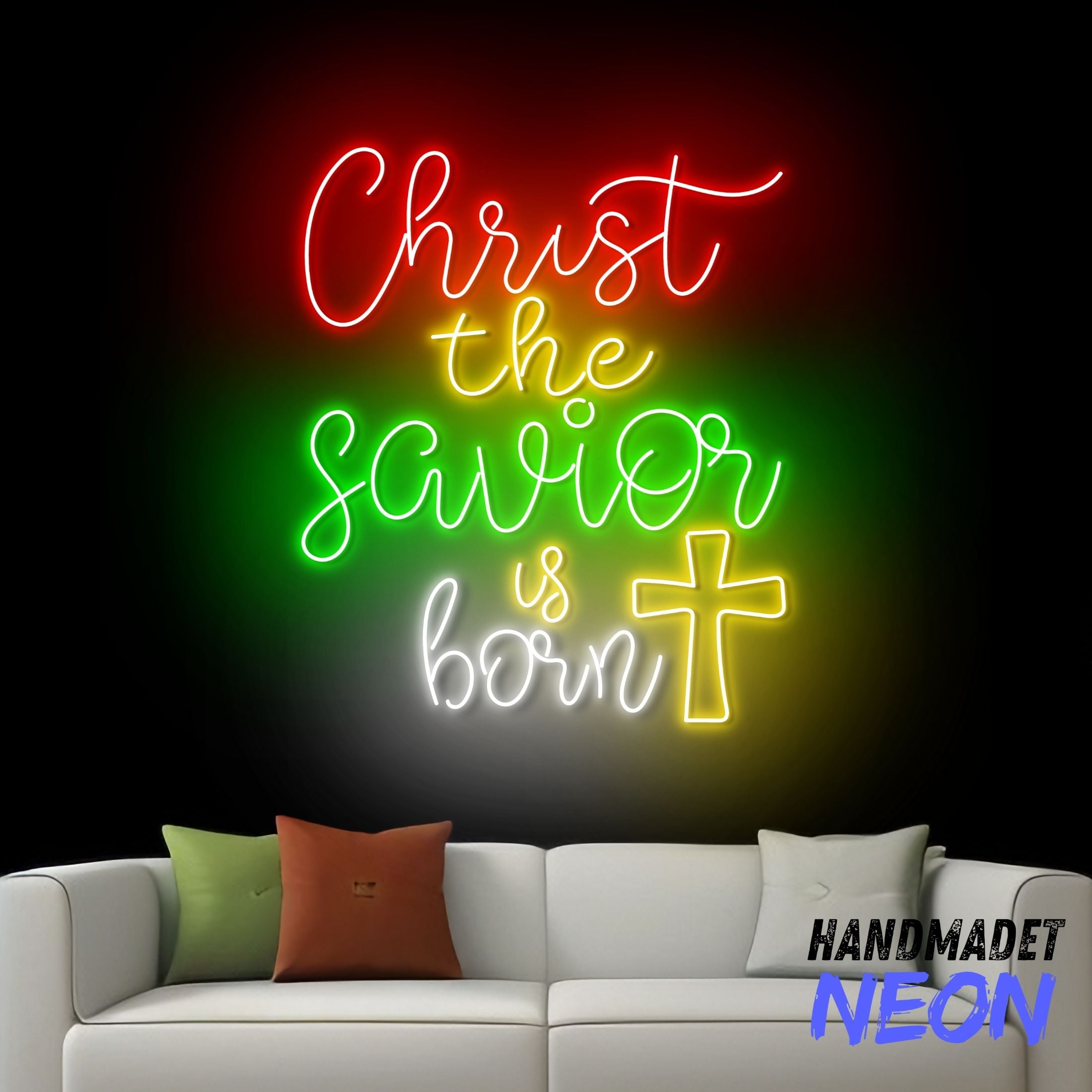 Handmadetneonsign Christ The Savior Is Born Neon Sign, Christian ...