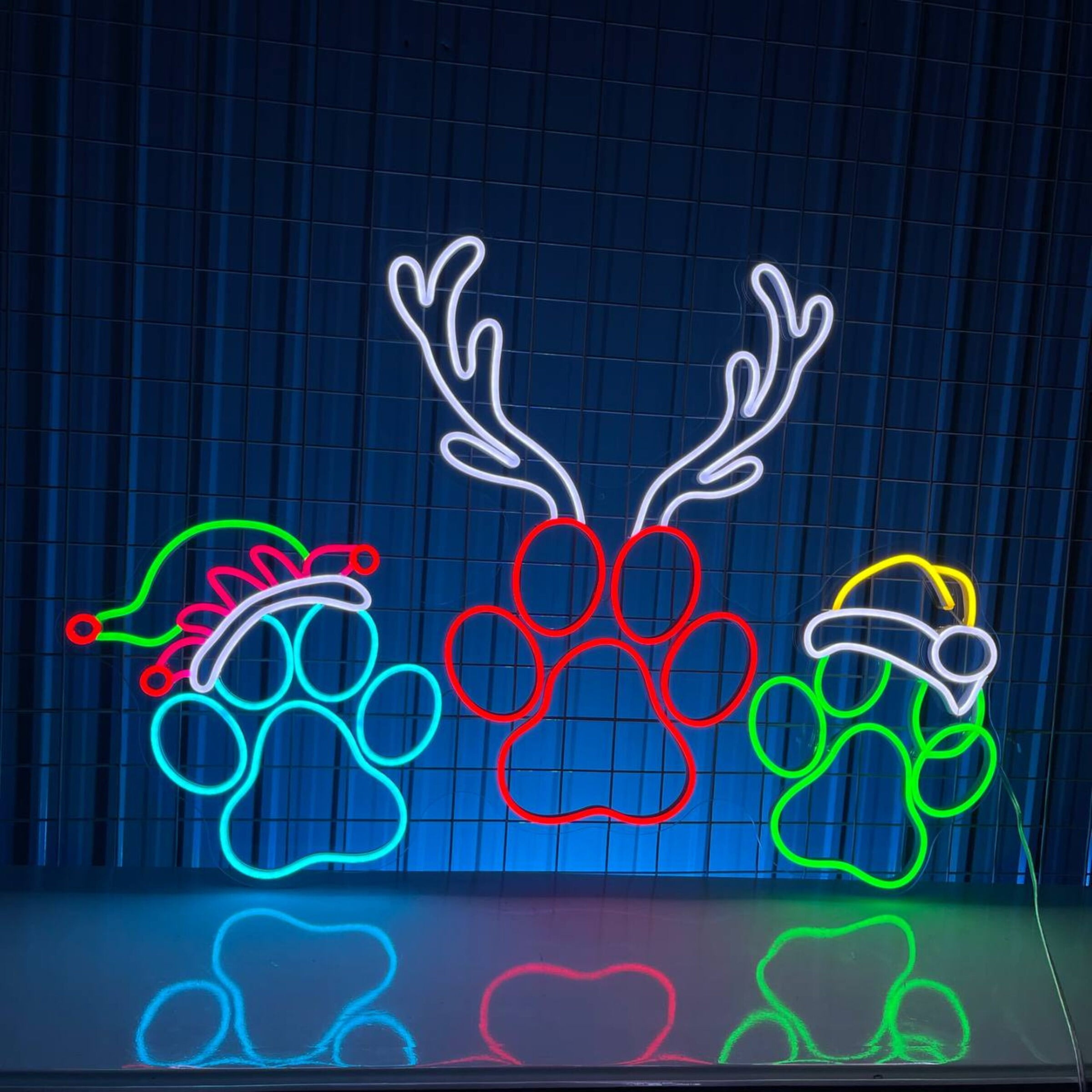 Handmadetneonsign Christmas Paw Led Sign, Paw Merry Christmas Neon Sign ...