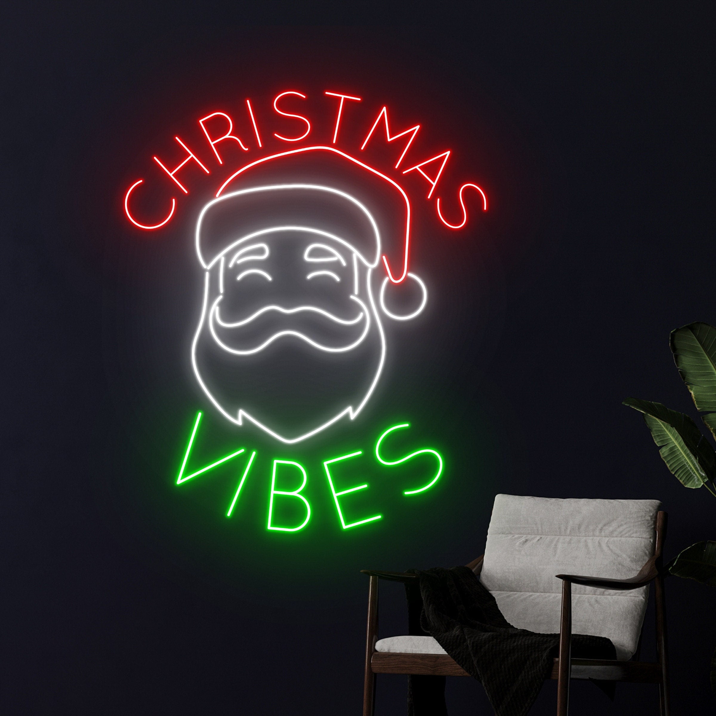 Handmadetneonsign Christmas Vibes Santa Claus Neon Sign, Santa Claus ...