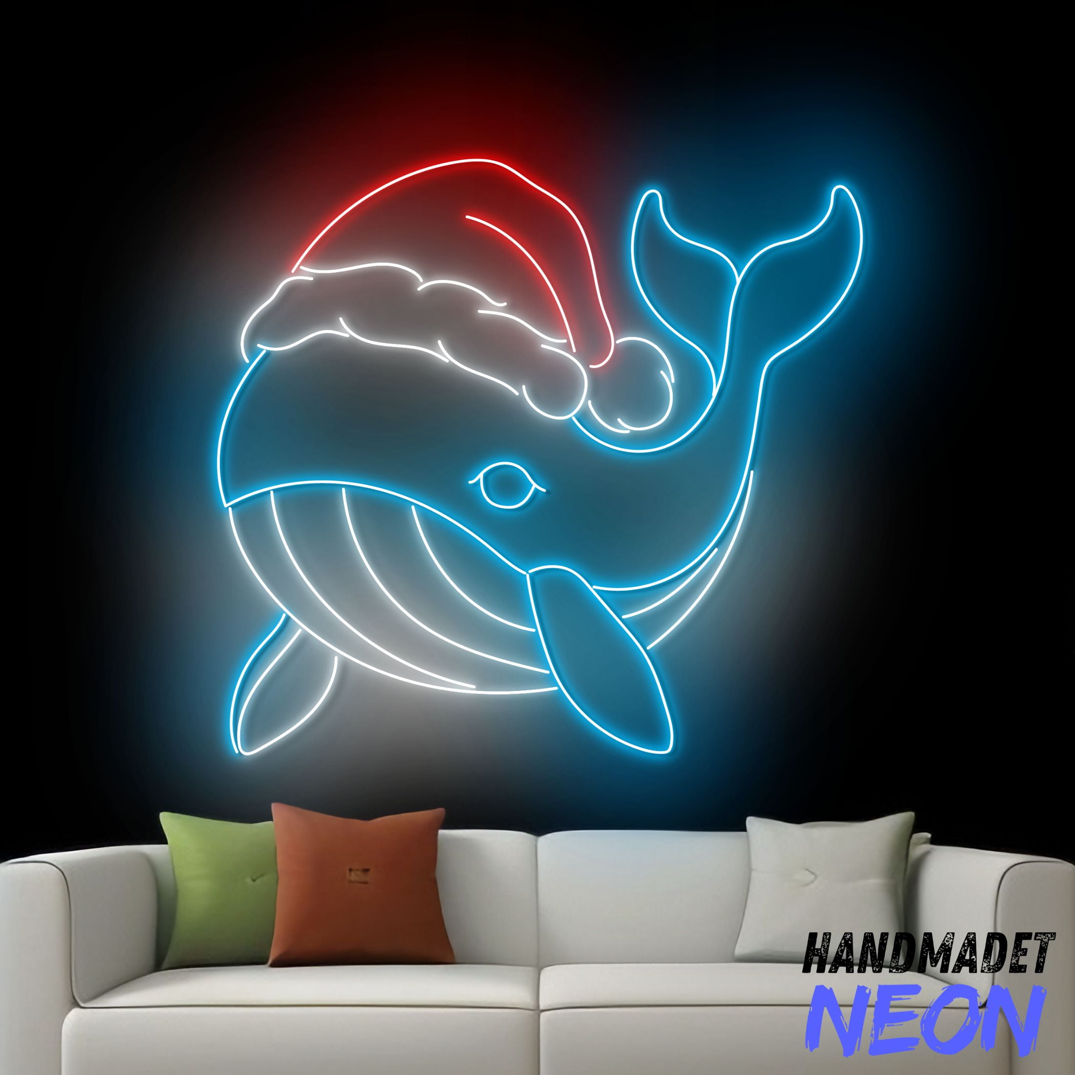 Handmadetneonsign Christmas Whale Neon Sign, Whale Led Sign, Whale ...