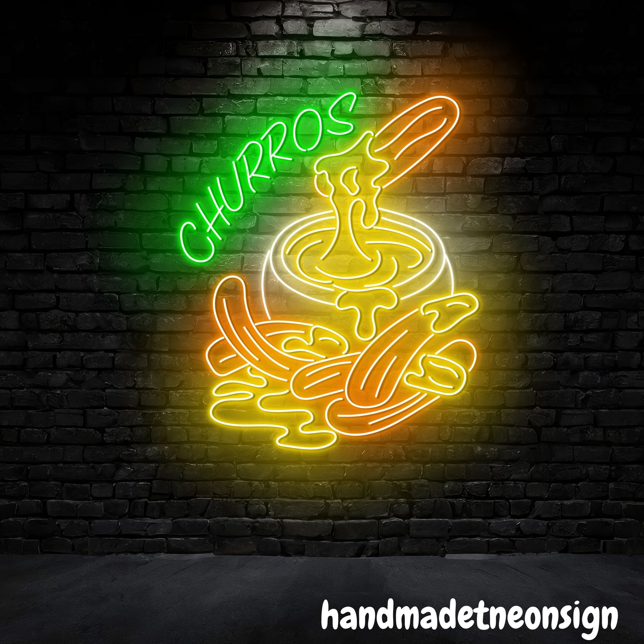 Handmadetneonsign Churros Neon Sign, Churros Spain Food Led Light, Spain Restaurant Wall Art ...