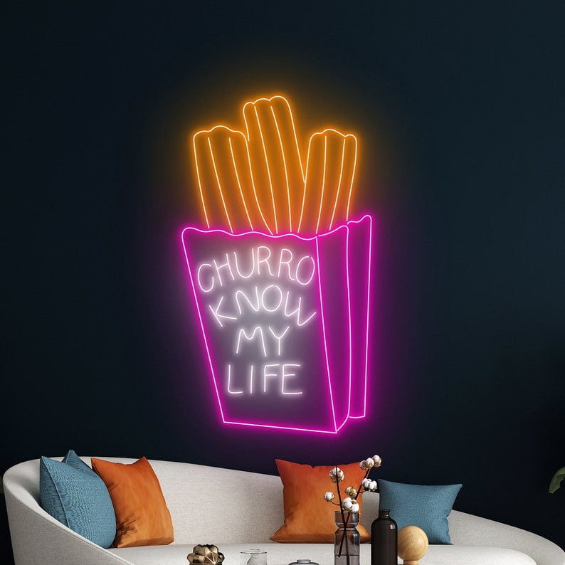 Handmadetneonsign Churros Spain Neon Sign, Churros Wall Art Decor ...
