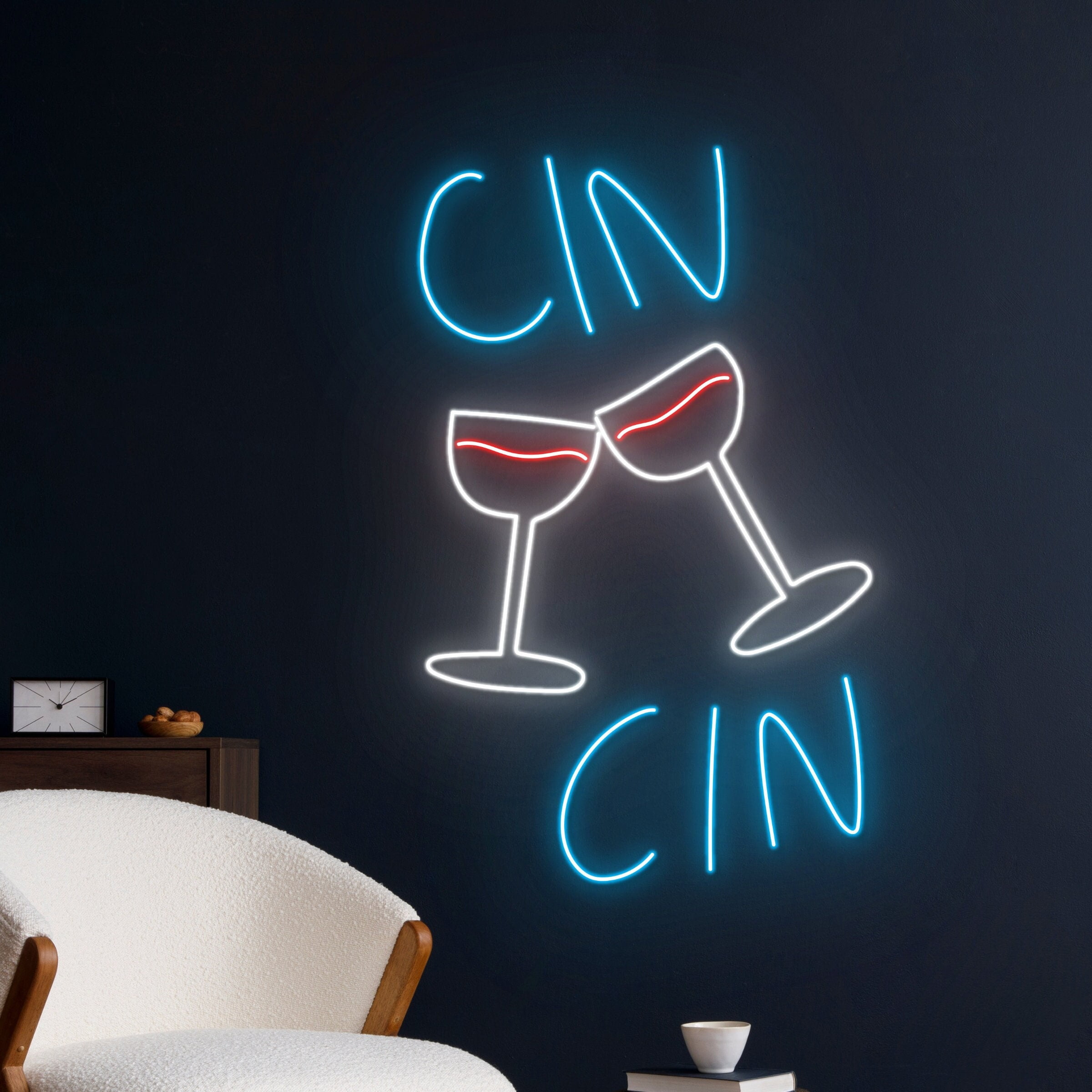 Handmadetneonsign Cin Cin Neon Light, Cheers Neon Sign, Wine Drink Led ...
