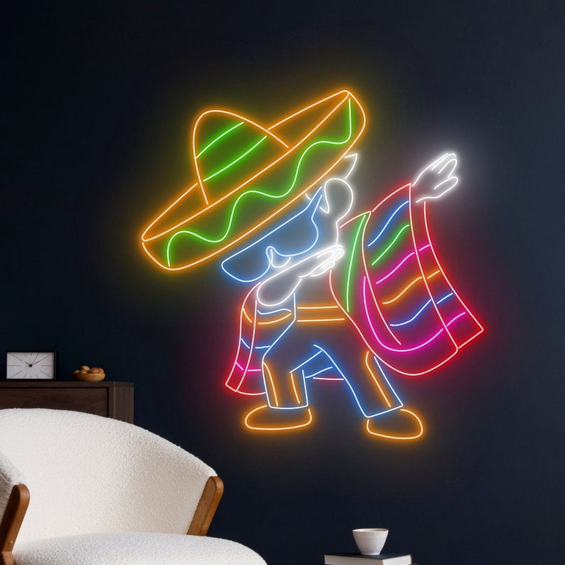 Handmadetneonsign Cinco De Mayo Neon Sign, Sombrero Maraca Wall Art ...