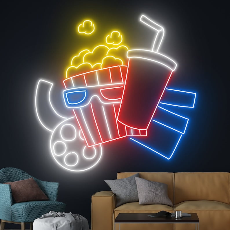 Handmadetneonsign Cinema Neon Sign, Movie Time Neon Light, Movie ...