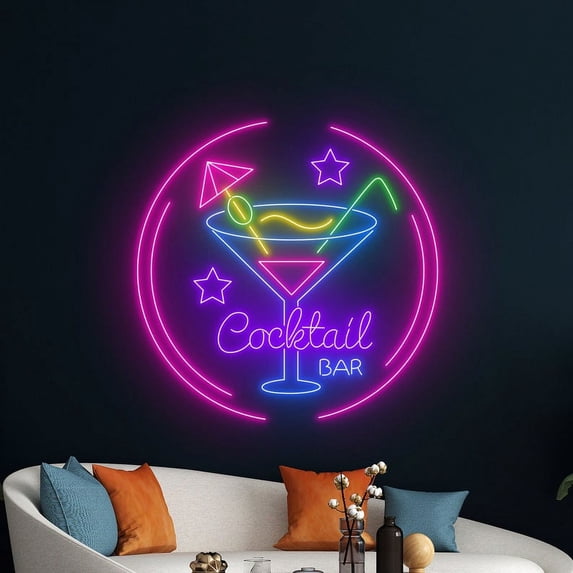 Handmadetneonsign Cocktail Bar Neon Sign, Bar Open Logo Wall Decor ...