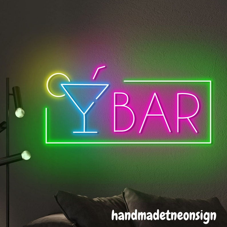 Handmadetneonsign Cocktail Bar Neon Sign, Cocktail Wall Art Decor, Bar ...