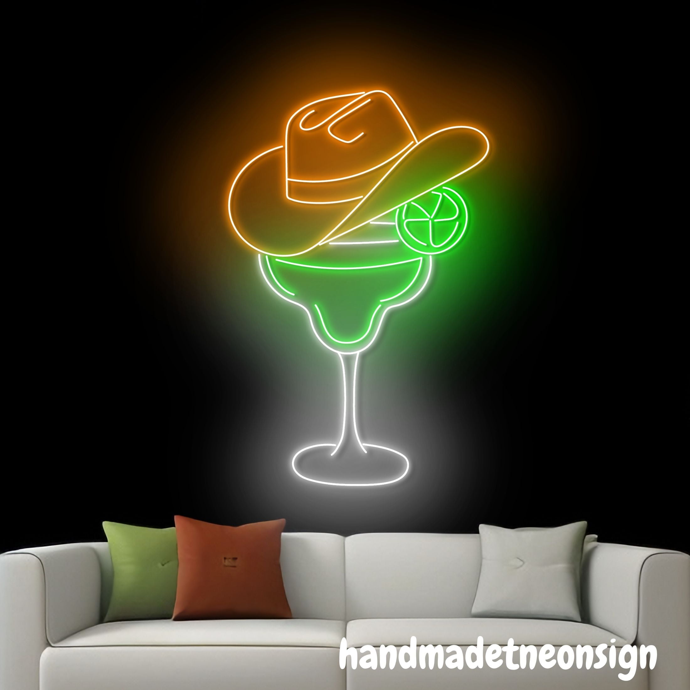 Handmadetneonsign Cocktails And Cowboy Hat Neon Sign, Cowboy Led Light ...