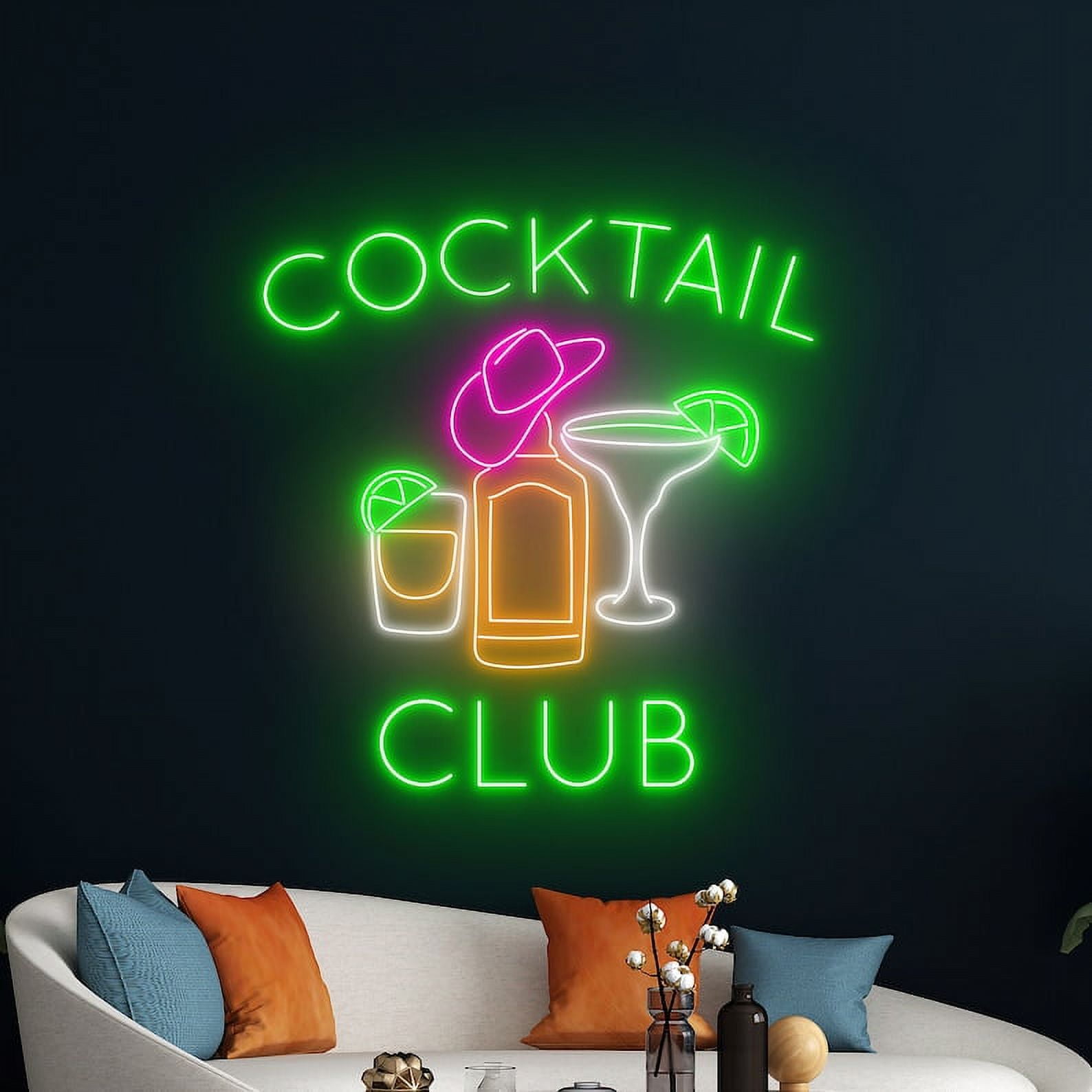 Handmadetneonsign Cocktails Club Neon Sign, Cocktails Clu LED Light ...