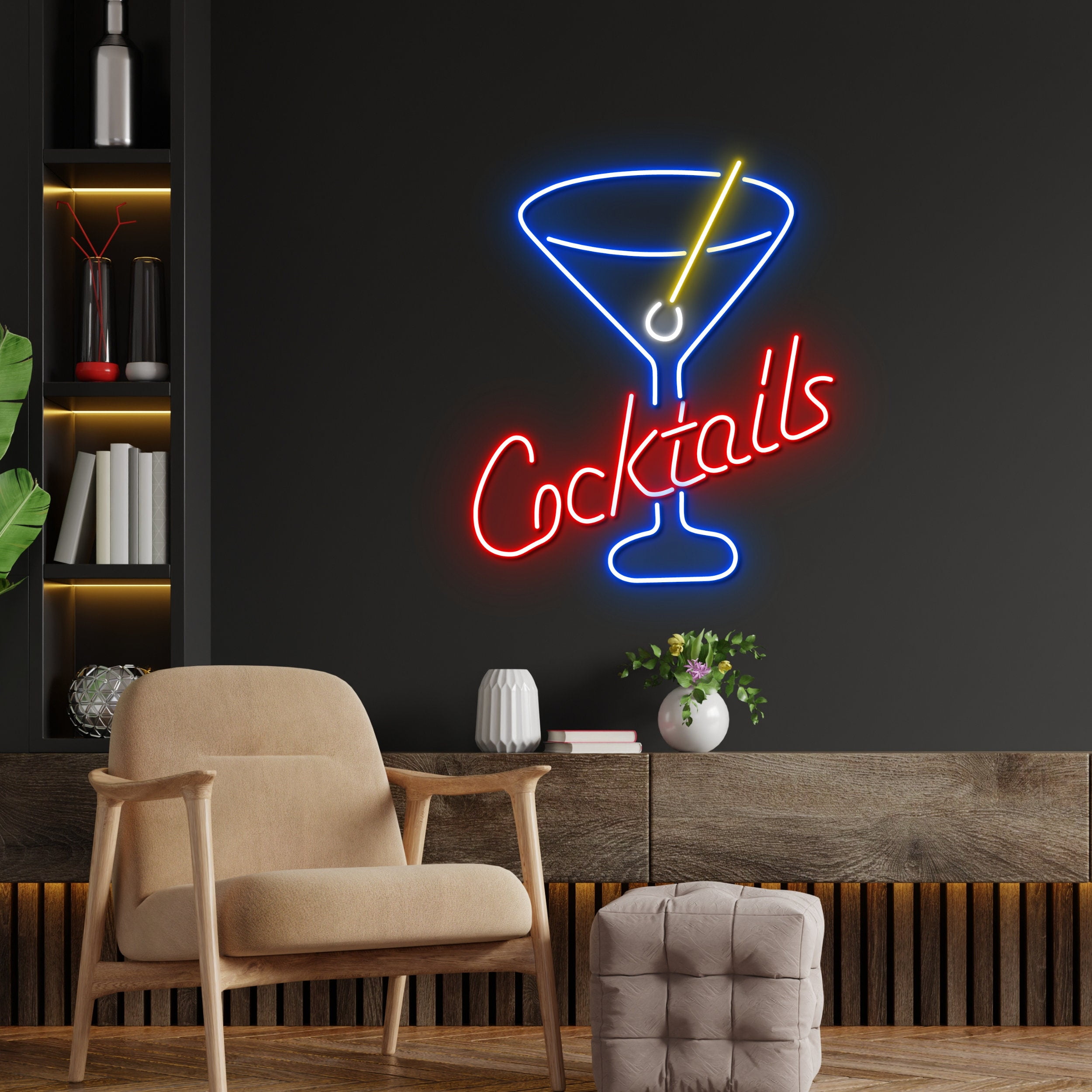 Handmadetneonsign Cocktails Led Sign, Pub Led Sign, Wall Decor ...