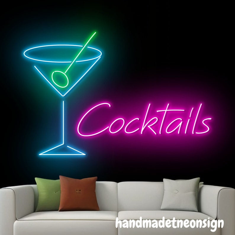 Handmadetneonsign Cocktails Neon Sign, Cocktails Led Light, Beer Bar ...