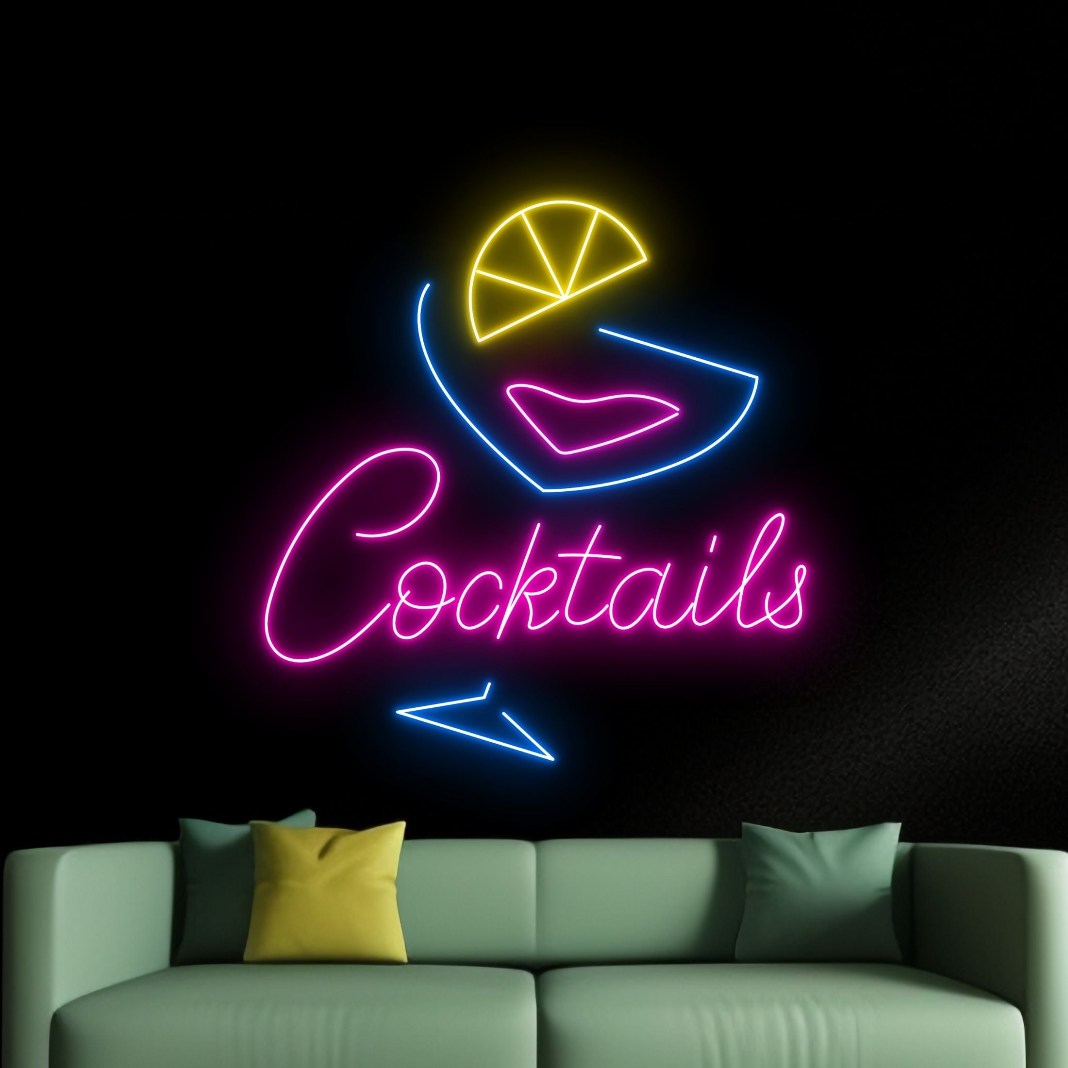 Handmadetneonsign Cocktails Neon Sign, Cocktails Wall Art Decor, Bar ...
