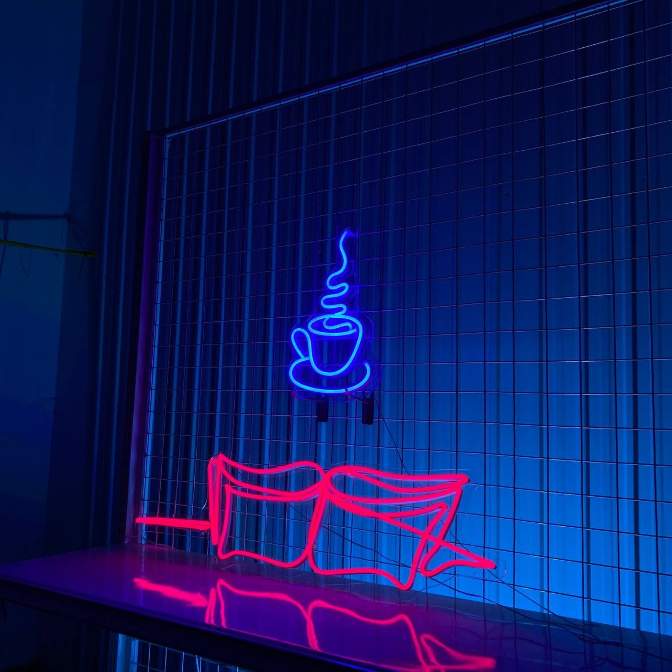 Handmadetneonsign Coffee And Book Neon Sign, Book Lover LED Light Wall ...