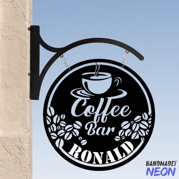 Handmadetneonsign Coffee Bar Hanging Sign, Coffee Shop Outdoor Hanging ...