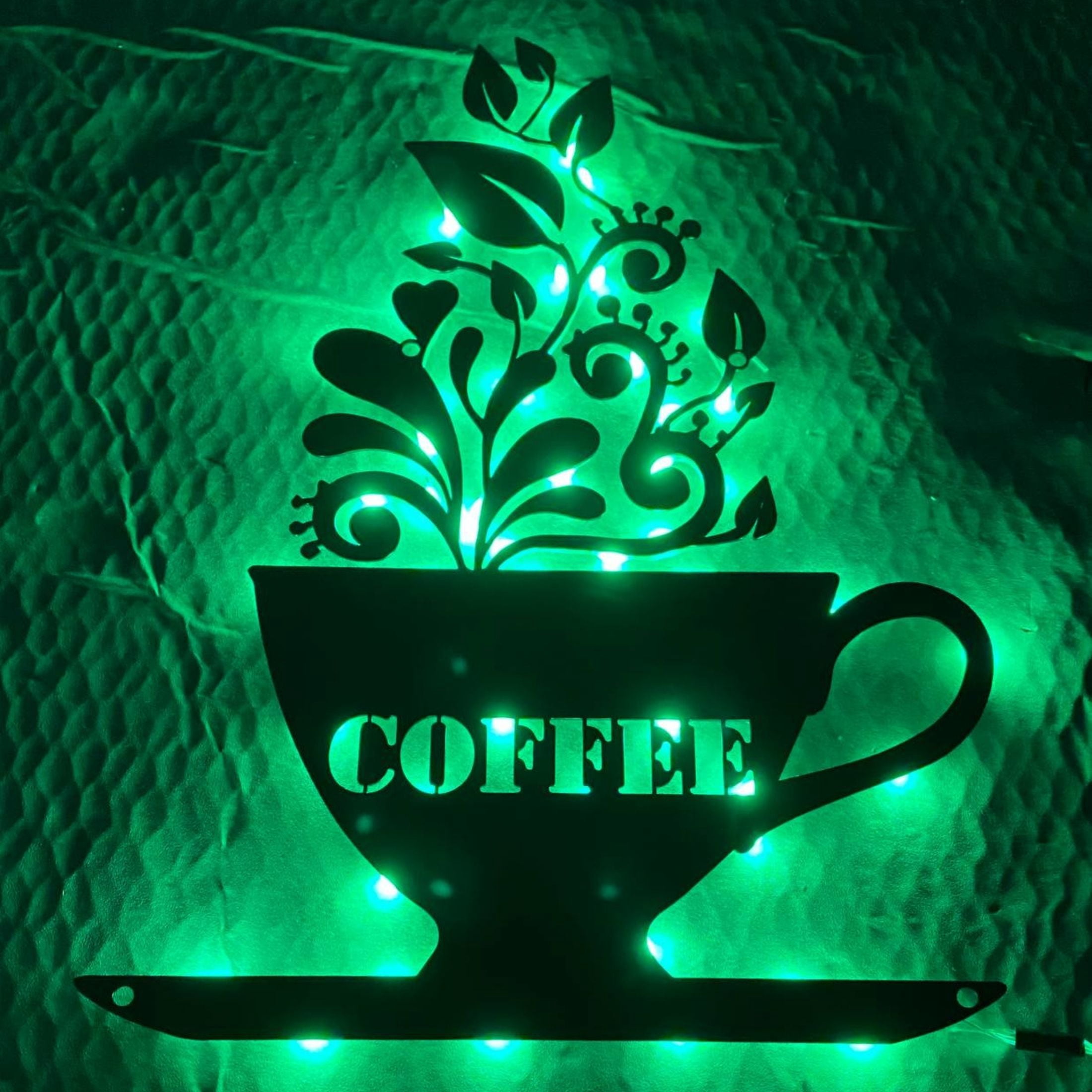 Handmadetneonsign Coffee Cup Metal Wall Art Light, Coffee Store Metal ...