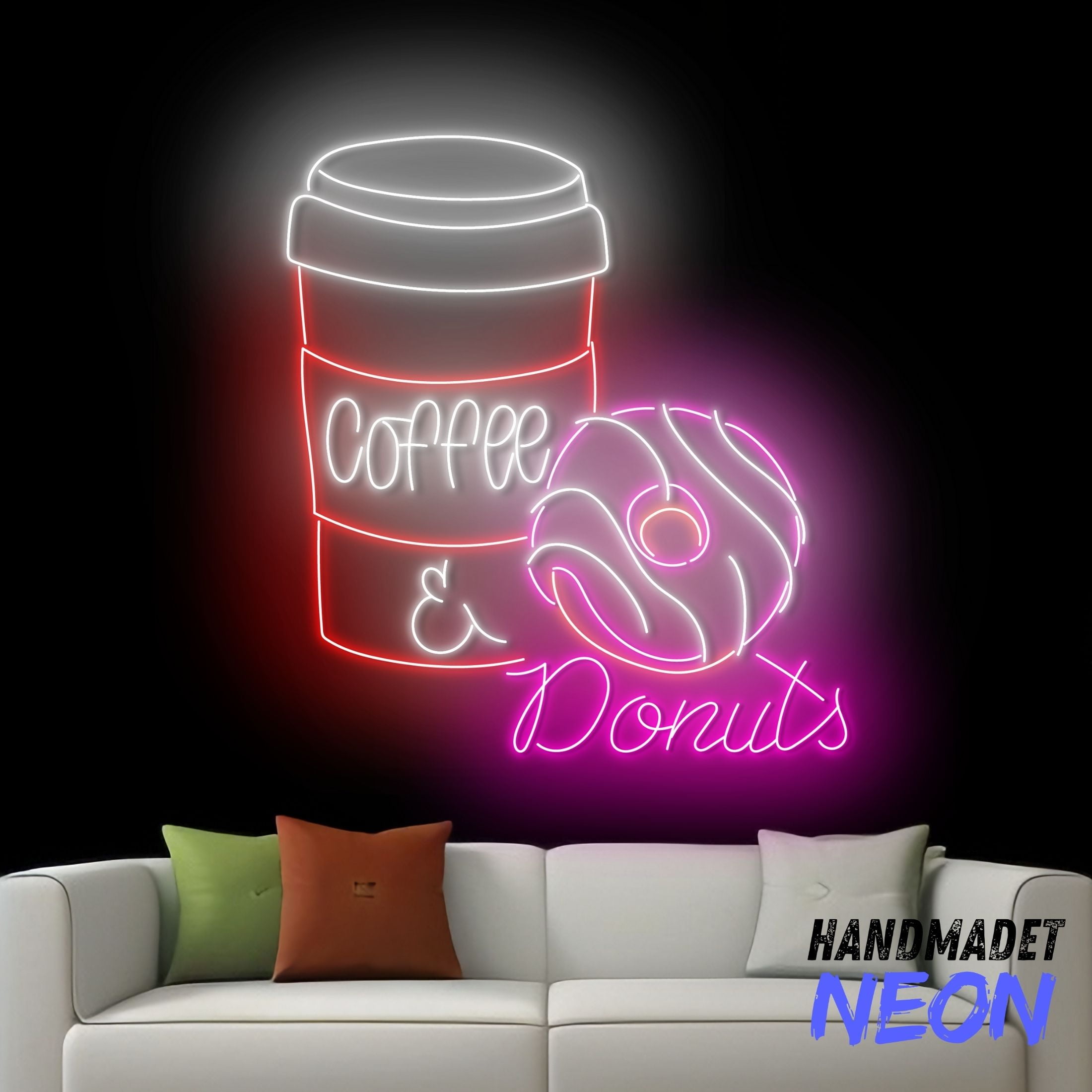 Handmadetneonsign Coffee & Donuts Neon Sign, Donut Coffee Led Sign ...