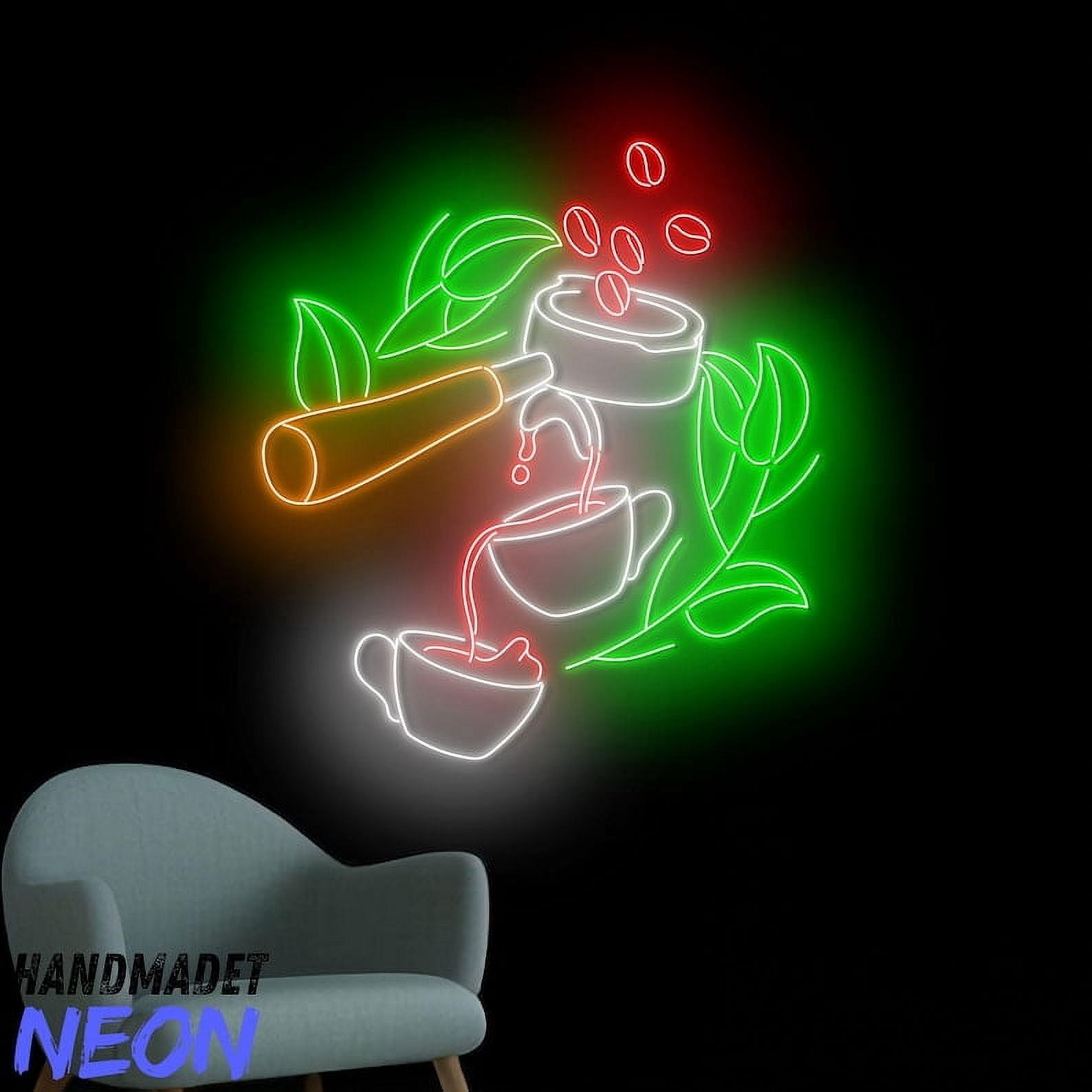 Handmadetneonsign Coffee Maker Neon Sign, Coffee Cup Neon Light, Wall ...