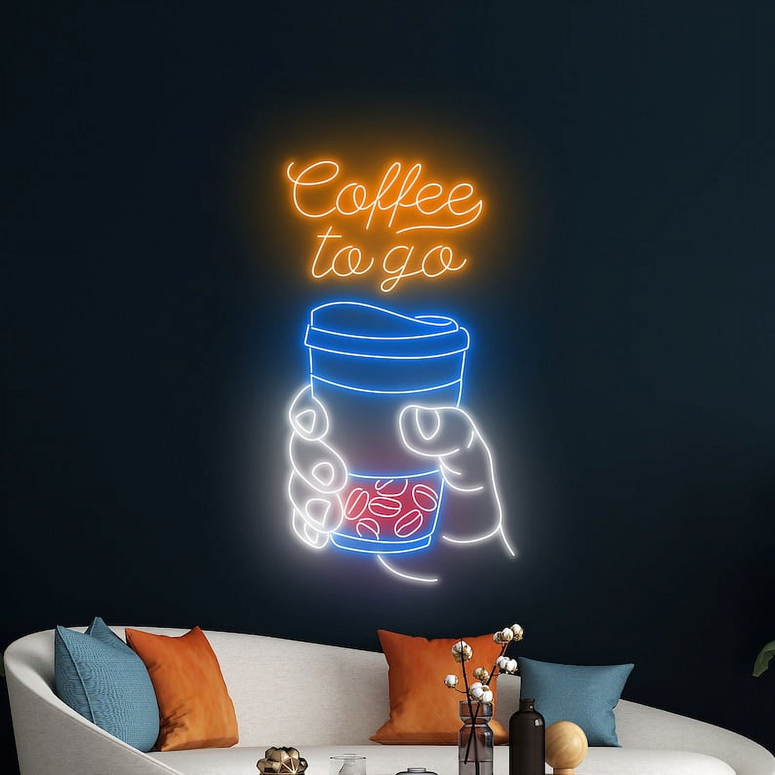 Handmadetneonsign Coffee To Go Neon Sign, Coffee Cup Neon Light, Cafe ...
