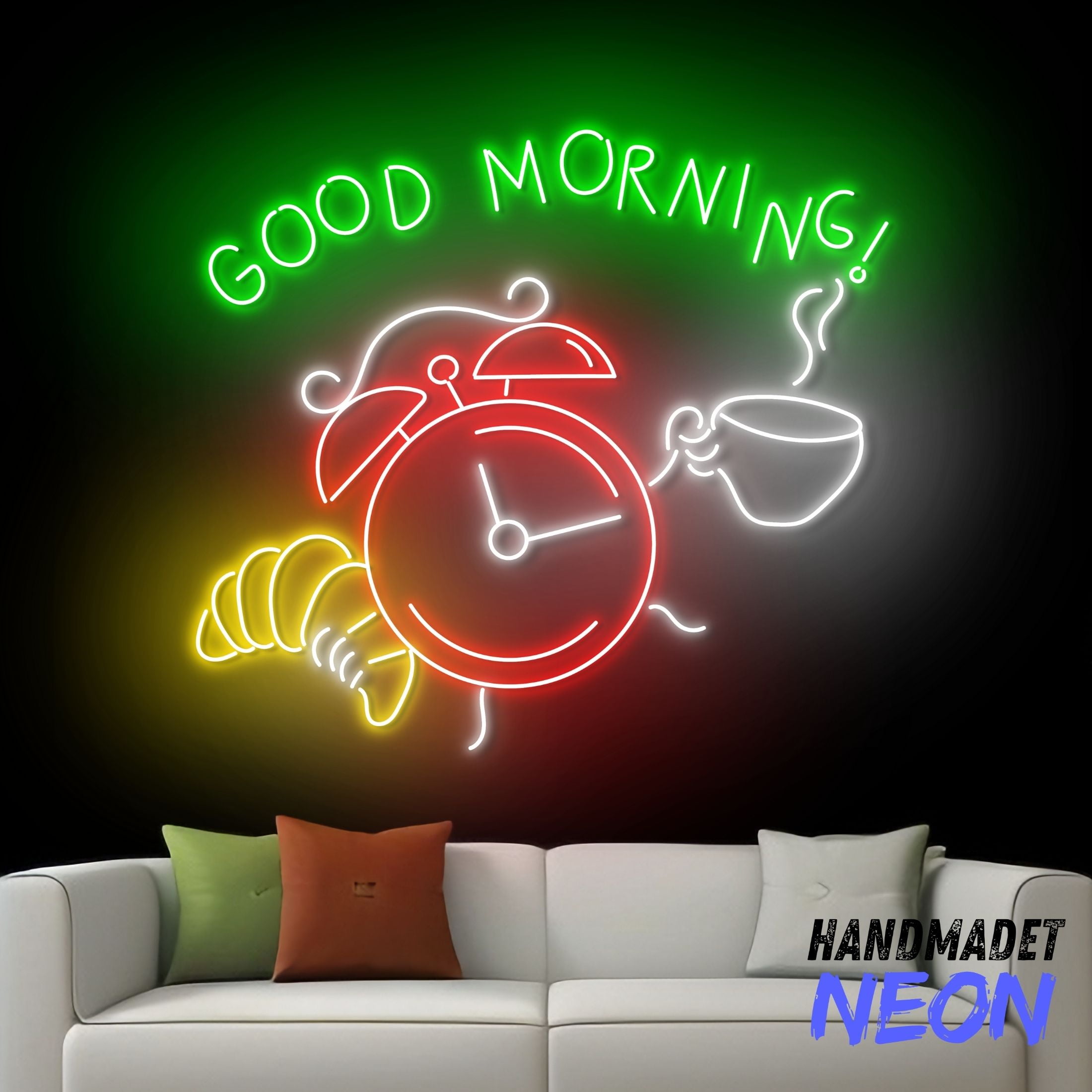 Handmadetneonsign Coffee and Croissant Neon Sign, Breakfast Food Wall ...