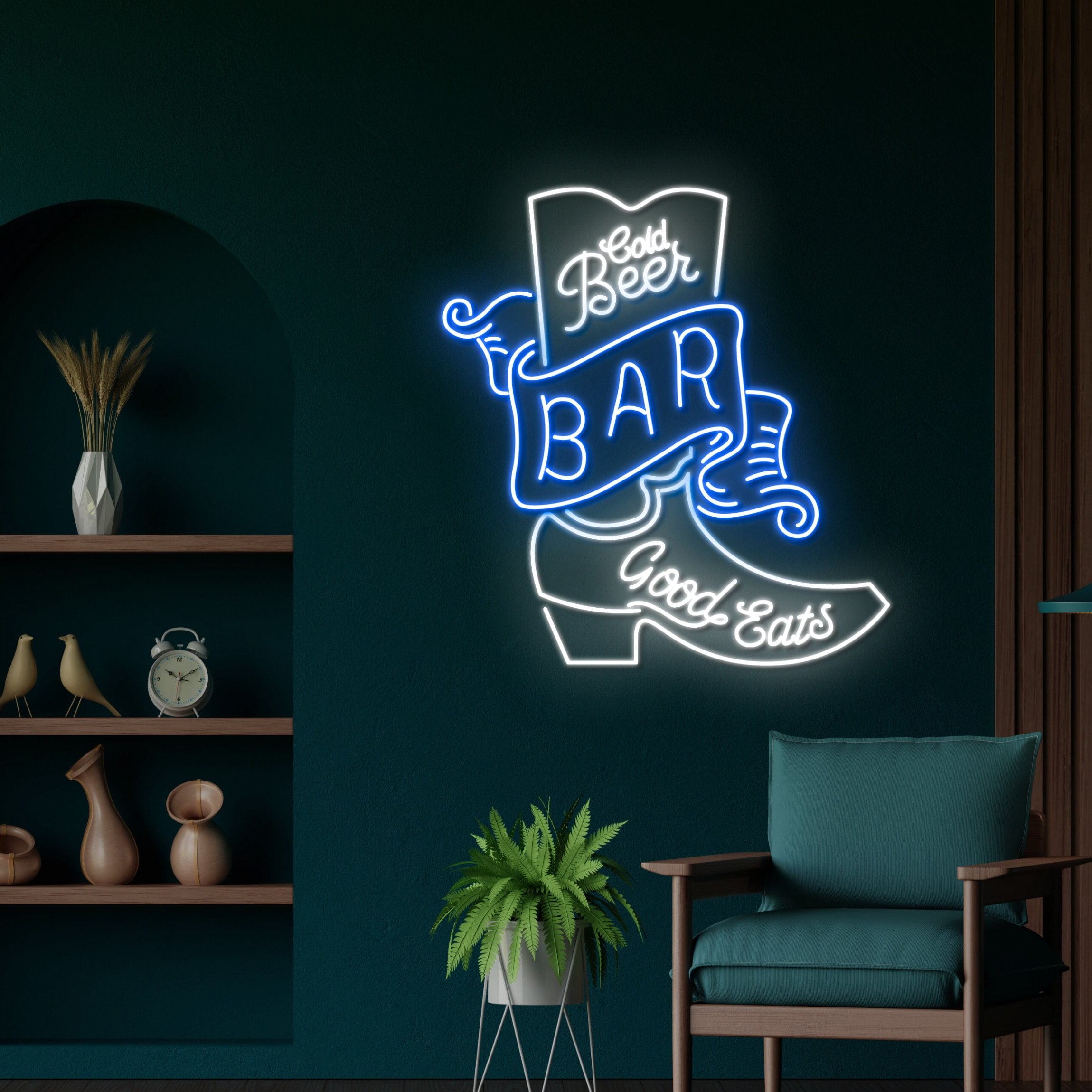 Handmadetneonsign Cold Beer Bar Good Eats Neon Sign, Cold Beer Led Sign ...