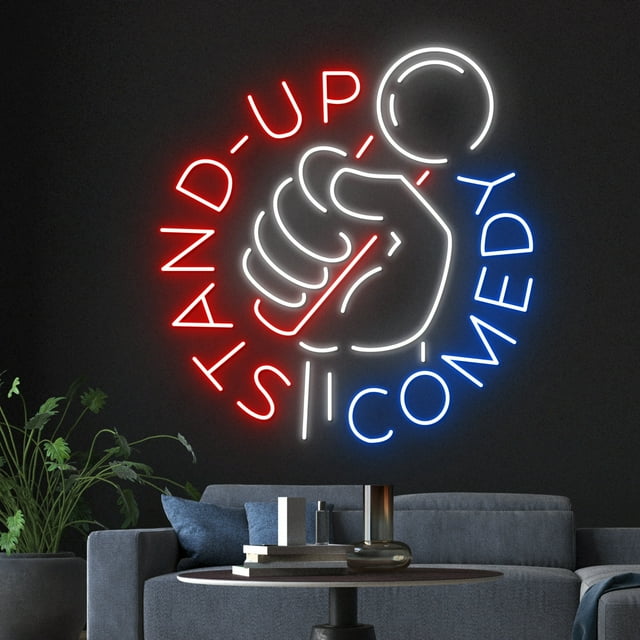 Handmadetneonsign Comedy Show Stand Up Neon Sign, Custom Hand Holding ...