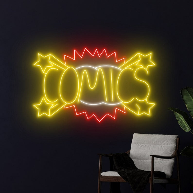 Handmadetneonsign Comics Neon Sign, Comics Wall Art Decor, Comics Store ...