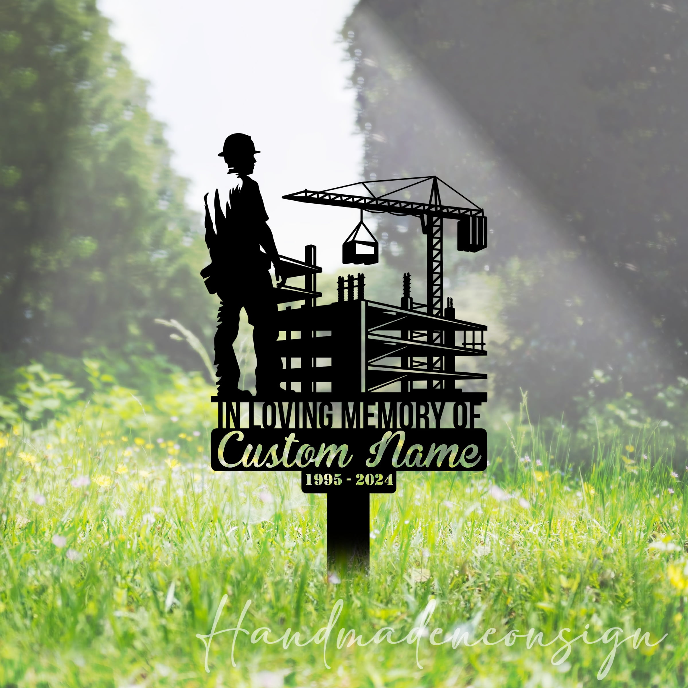 Handmadetneonsign Construction Helpers Metal With Stake, Construction ...