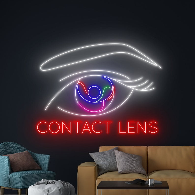 Handmadetneonsign Contact Lens Neon Sign, Eyes Beauty Wall Art Decor ...