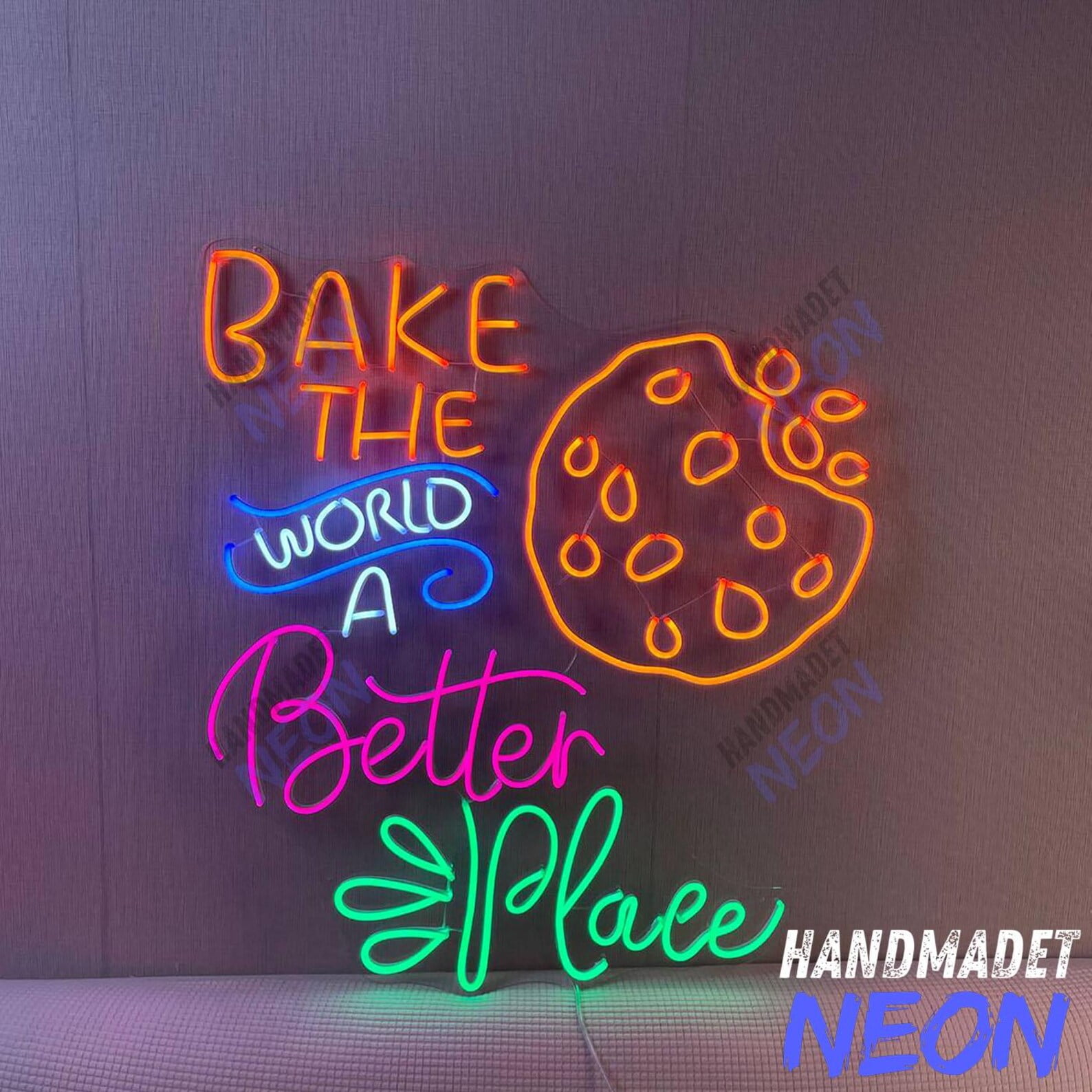 Handmadetneonsign Cookie Neon Sign, Kitchen Bakery Cafe LED Light Wall ...