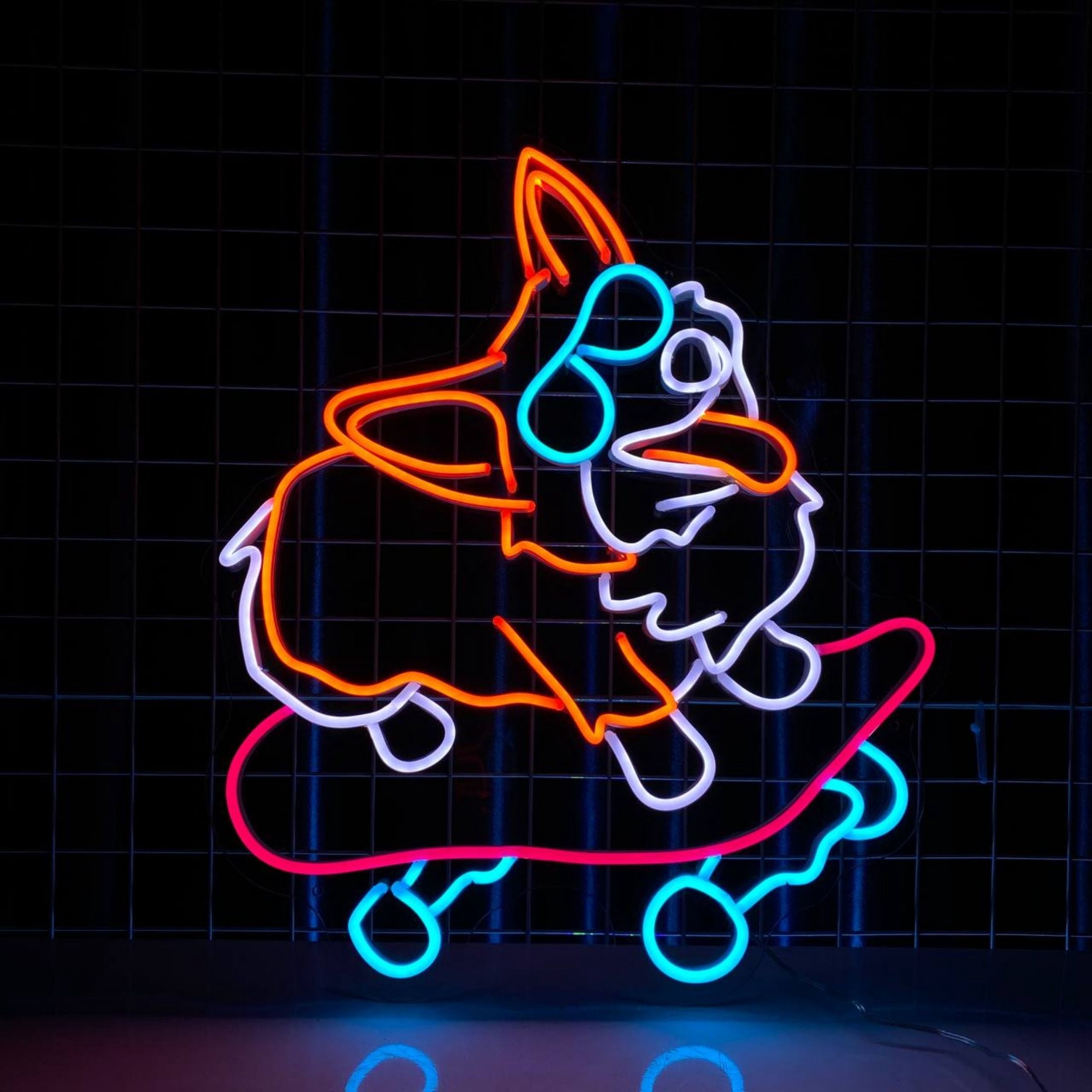 Handmadetneonsign Cool Corgi Skateboarding Neon Sign, Corgi ...