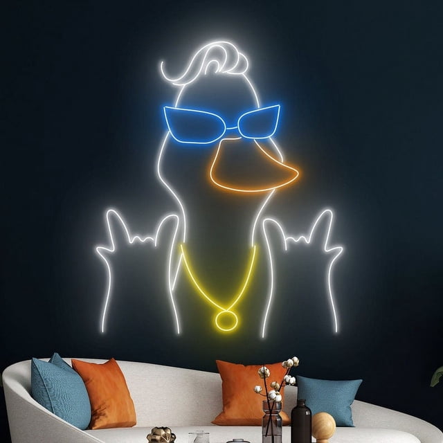 Handmadetneonsign Cool Duck Glasses Neon Light, Glass Duck Led Light ...