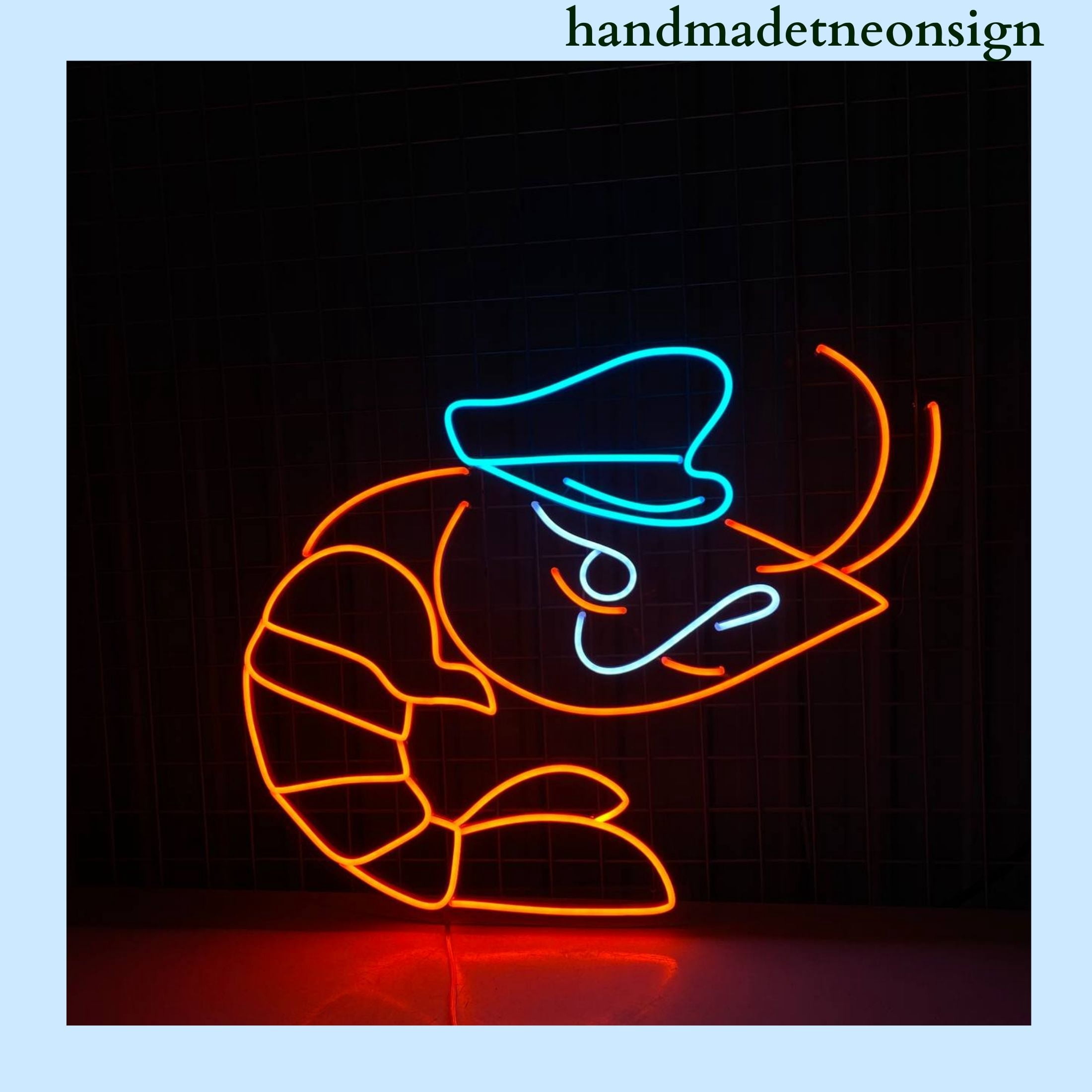 Handmadetneonsign Cool Shrimp Captain Neon Sign, Shrimp Wall Art Decor ...