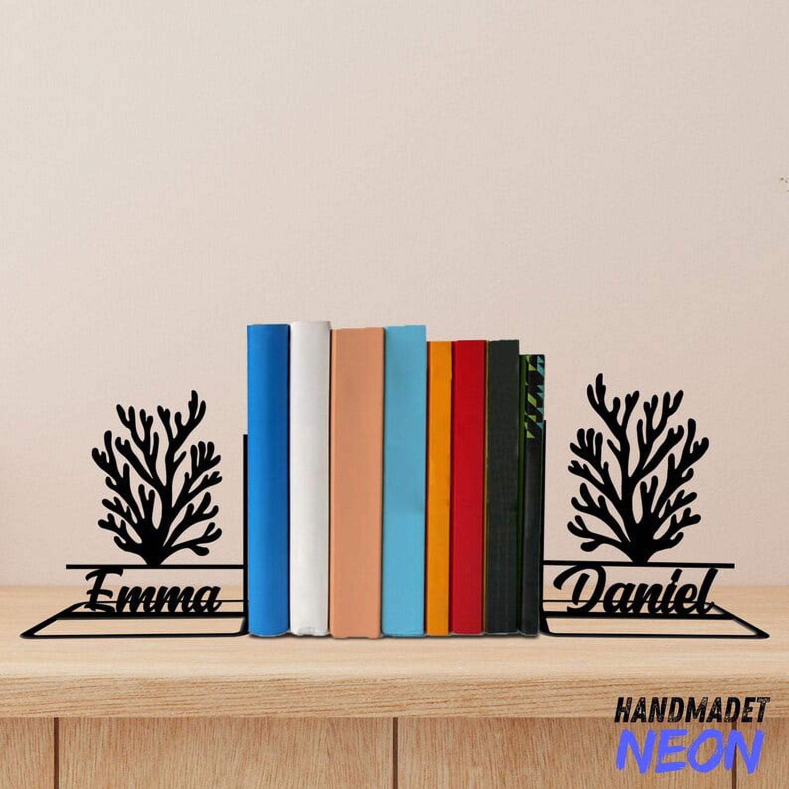 Handmadetneonsign Coral Metal Bookends, Coral Reef Name Bookend, Ocean ...