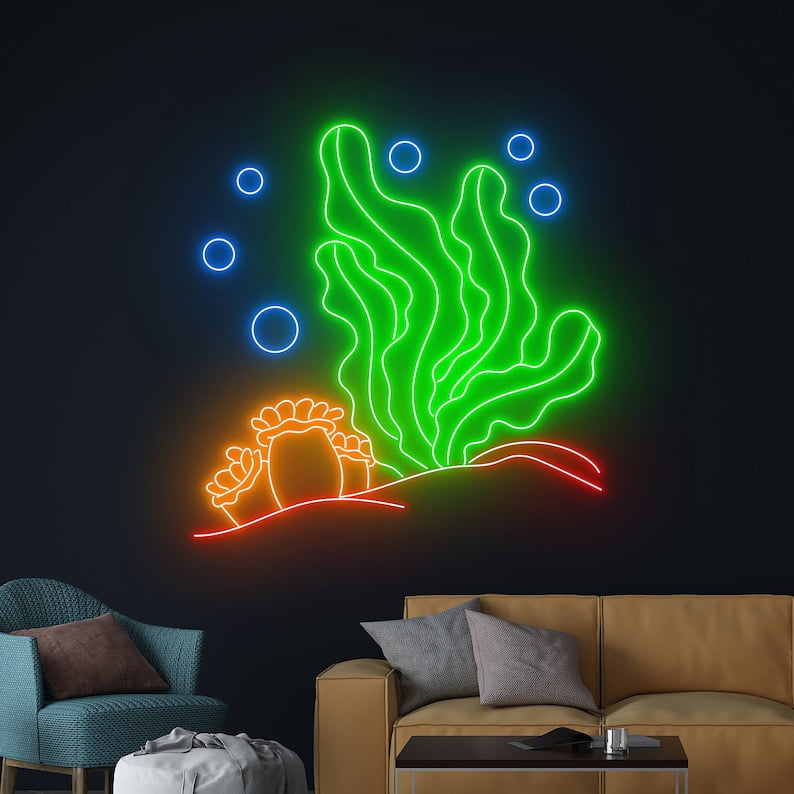 Handmadetneonsign Coral Neon Sign, Sea Coral Wall Art Decor, Ocean ...