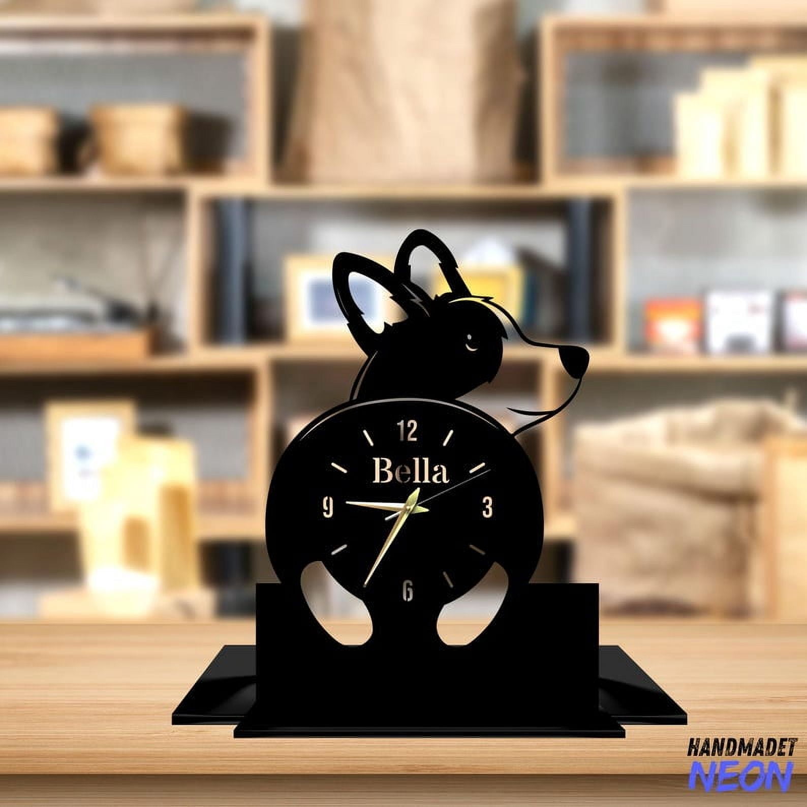Handmadetneonsign Corgi Butt Tabletop Metal Clock, Corgi Dog Desk ...