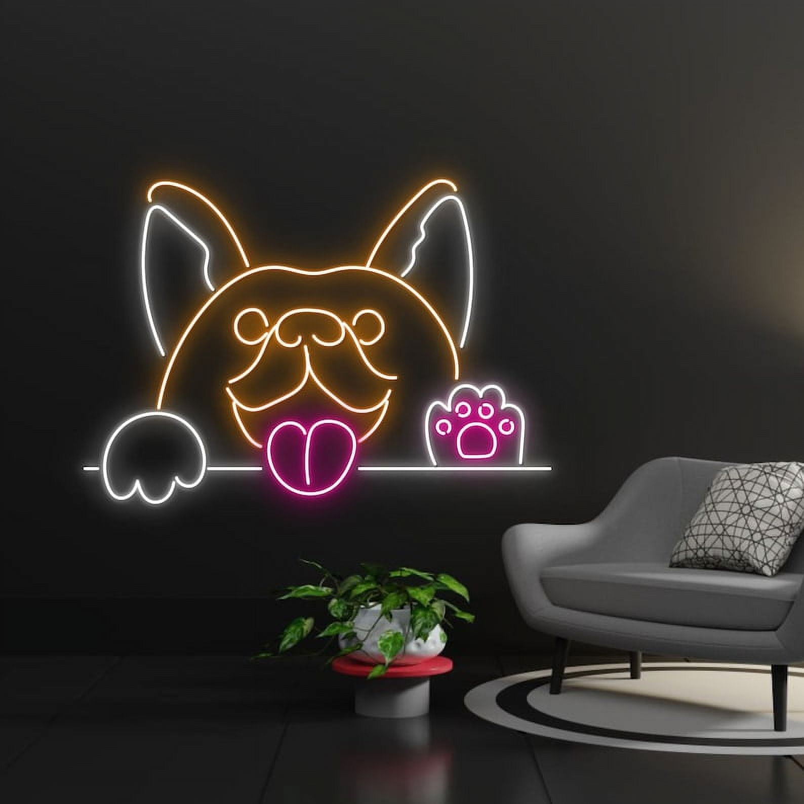 Handmadetneonsign Corgi Saying Hello Neon Sign, Corgi Peeking Led Sign ...