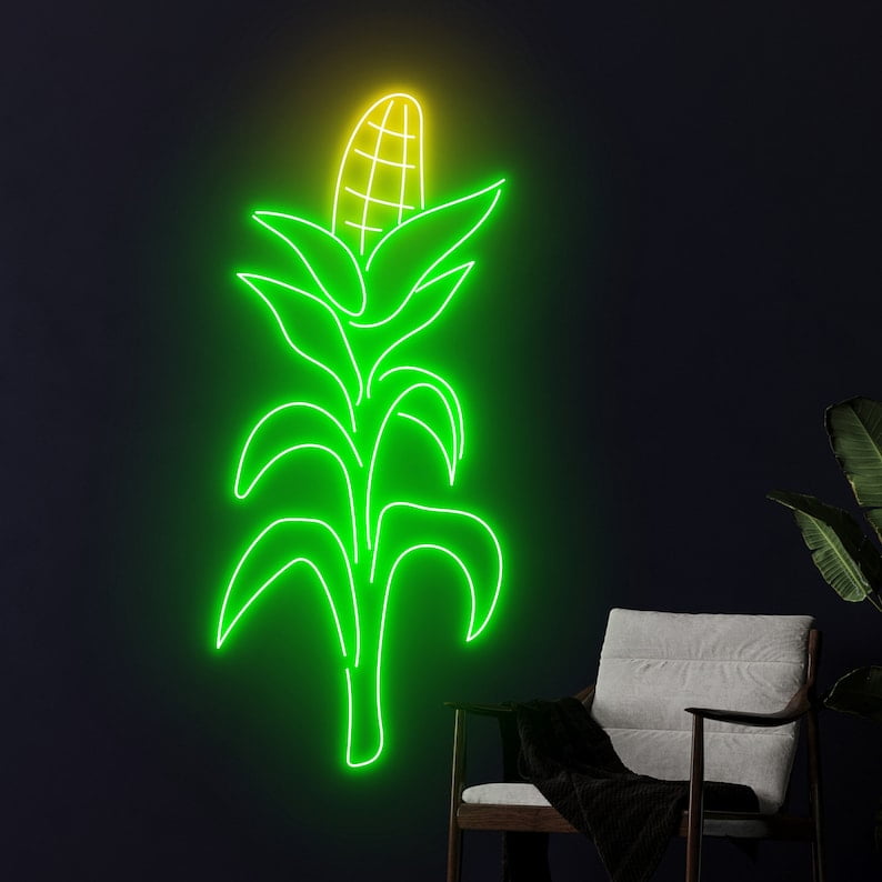 Handmadetneonsign Corn Tree Neon Sign, Corn LED Sign, Vegetable Farm ...